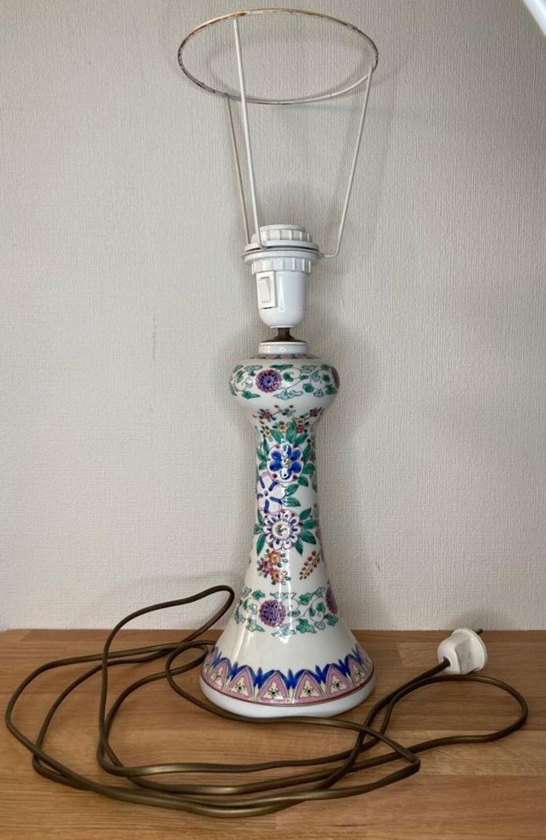 Vintage Porcelain Oriental Floral Hand-painted Lamp Base 11" | Signed ...