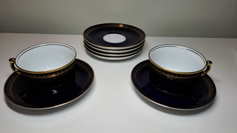 Romanov Collection Cobalt Blue Gold Trim 2 Tea Sets 2 Cups, 6 Saucers ...