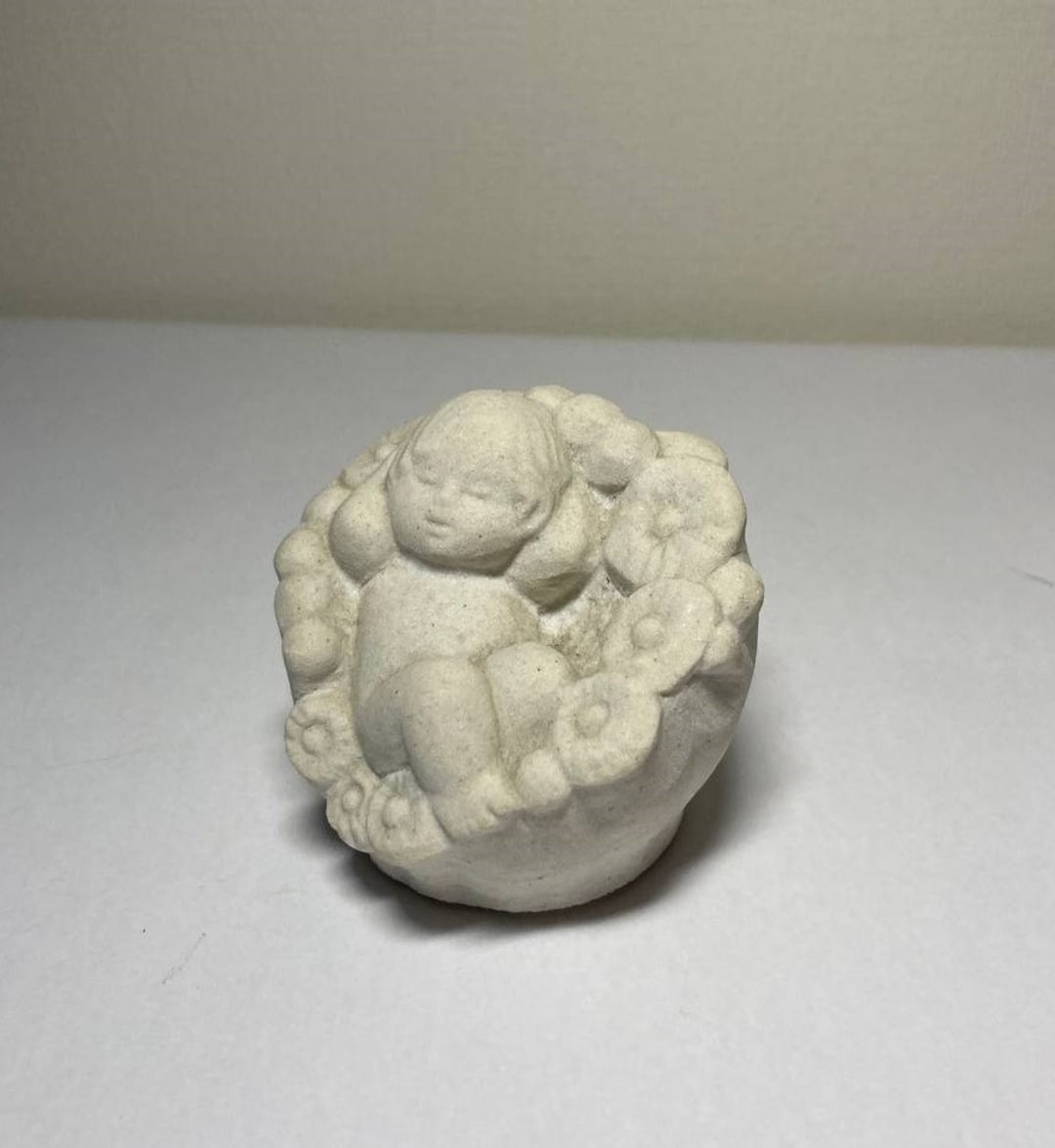 Vintage Sandstone Figurine Child in the Flowers, Made by Marbell Stone ...