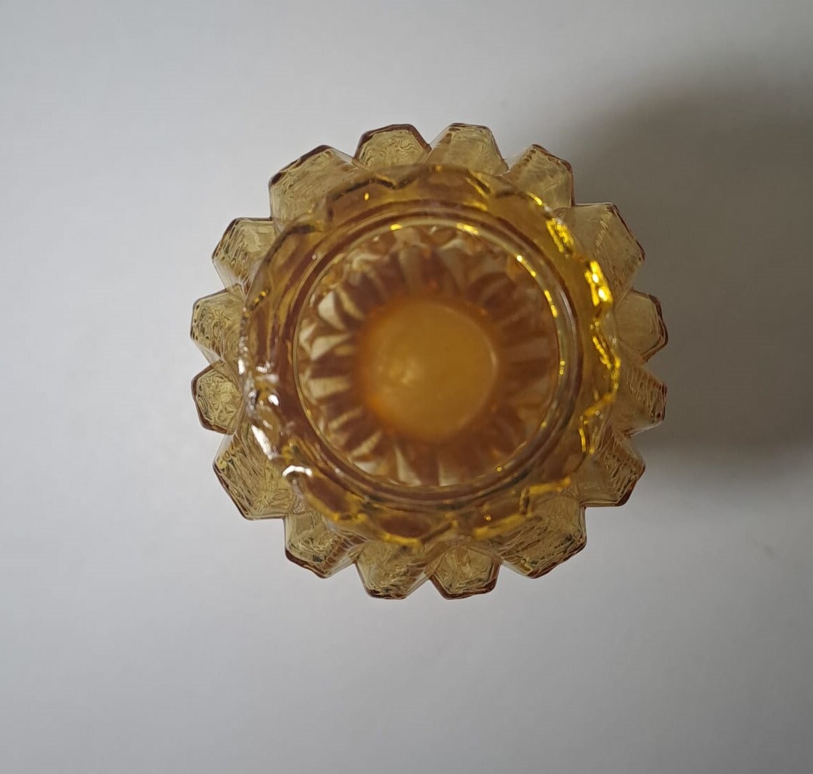 Mid-century Oberglas Rippled Glass Vase in Deep Yellow/ Amber Color ...