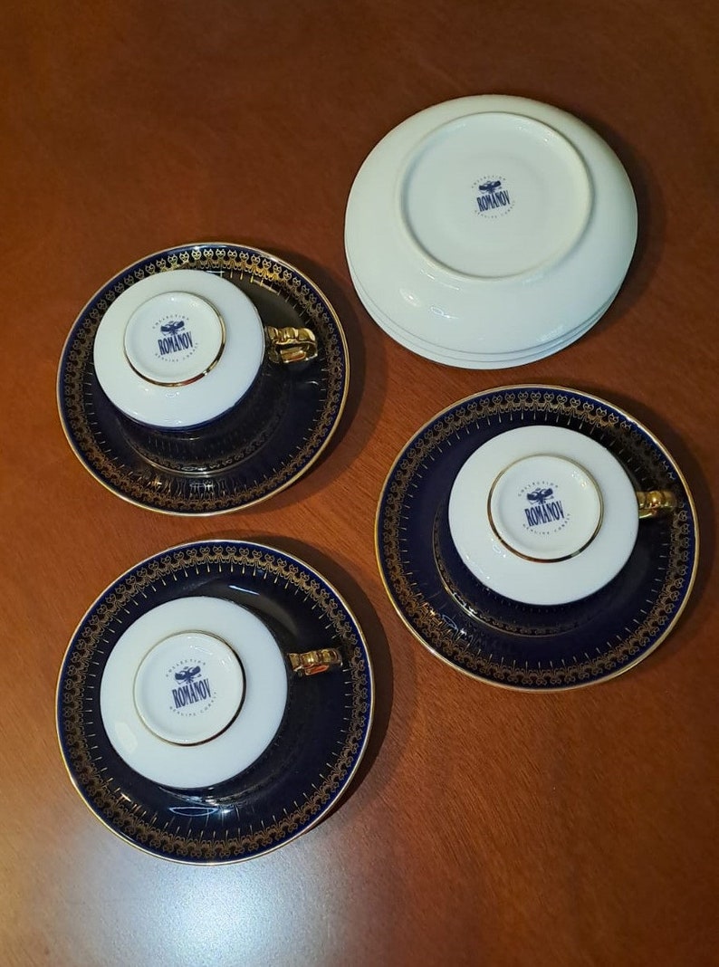 Romanov Collection Cobalt Blue Gold Trim 2 Tea Sets 2 Cups - Etsy