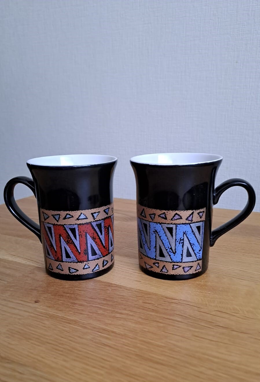 Vintage Coloroll Kilncraft Black Ceramic Mugs With Geometric - Etsy
