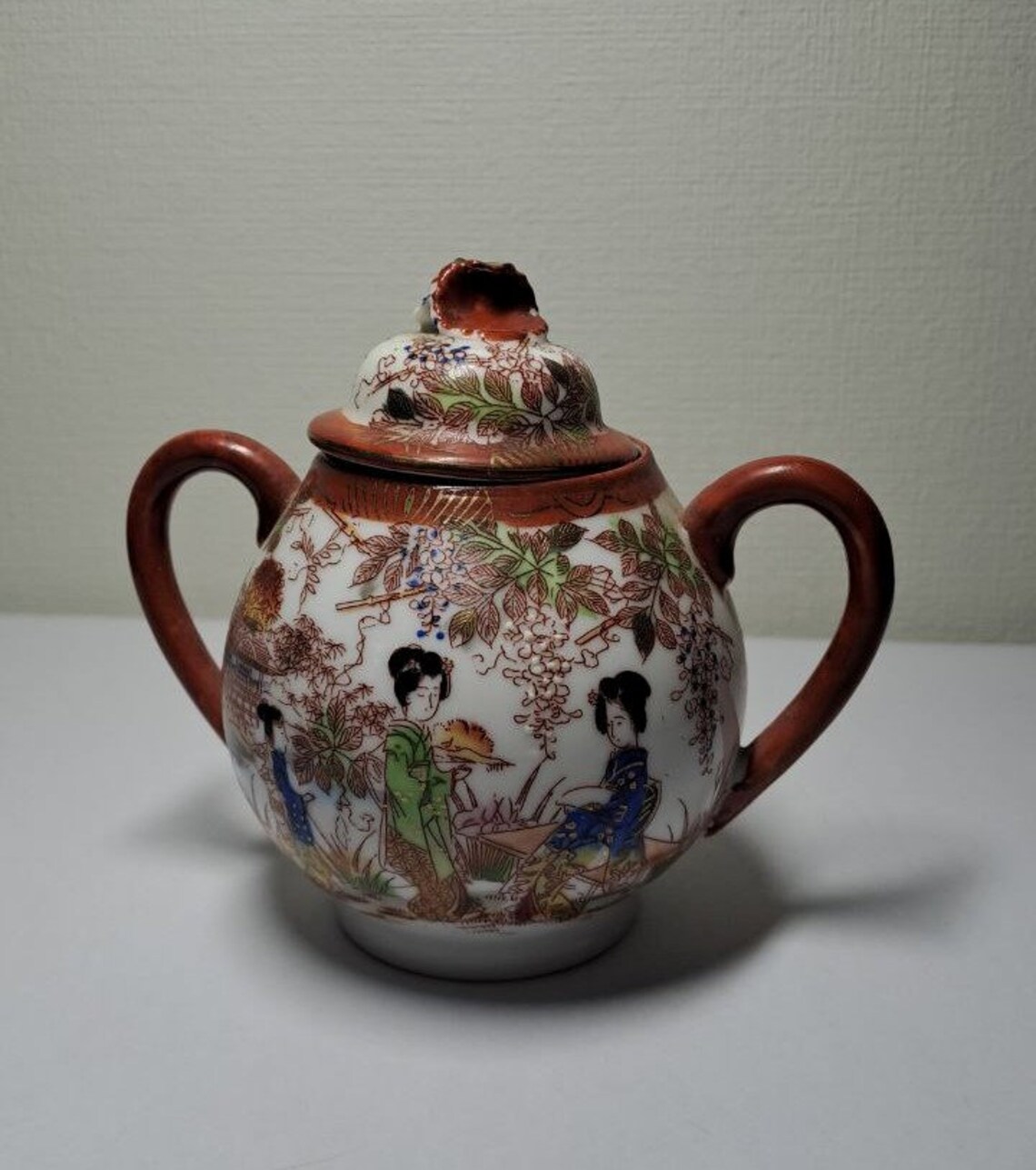 Antique Red Nippon Tokusei Geisha Tea Set, Japanese Porcelain Set ...