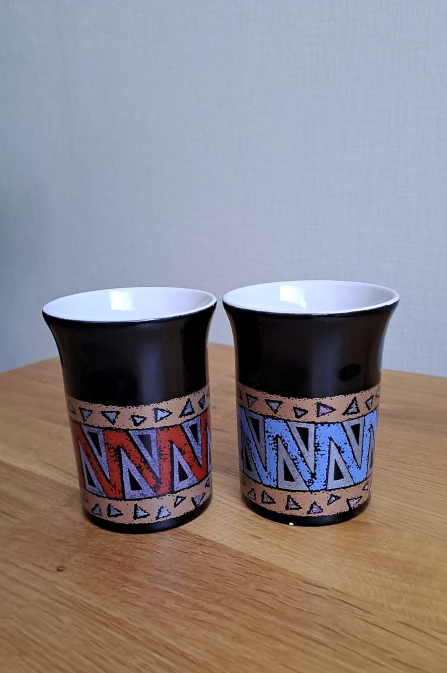 Vintage Coloroll Kilncraft Black Ceramic Mugs With Geometric - Etsy