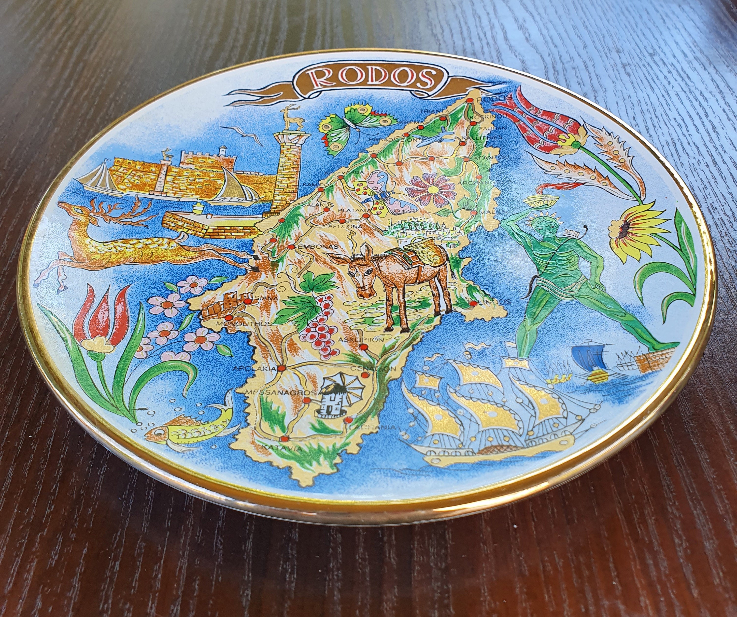Handmade Greek Rodos 24K Plated Plate Signed by Neofitou - Etsy