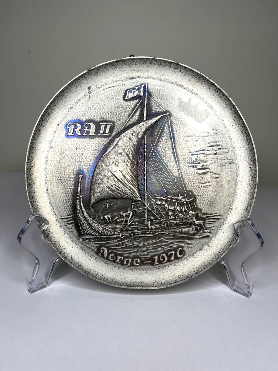Rare Eik Tinn Pewter Raft Boat Ra II - 1970 Collector Souvenir Plate, 6 ...