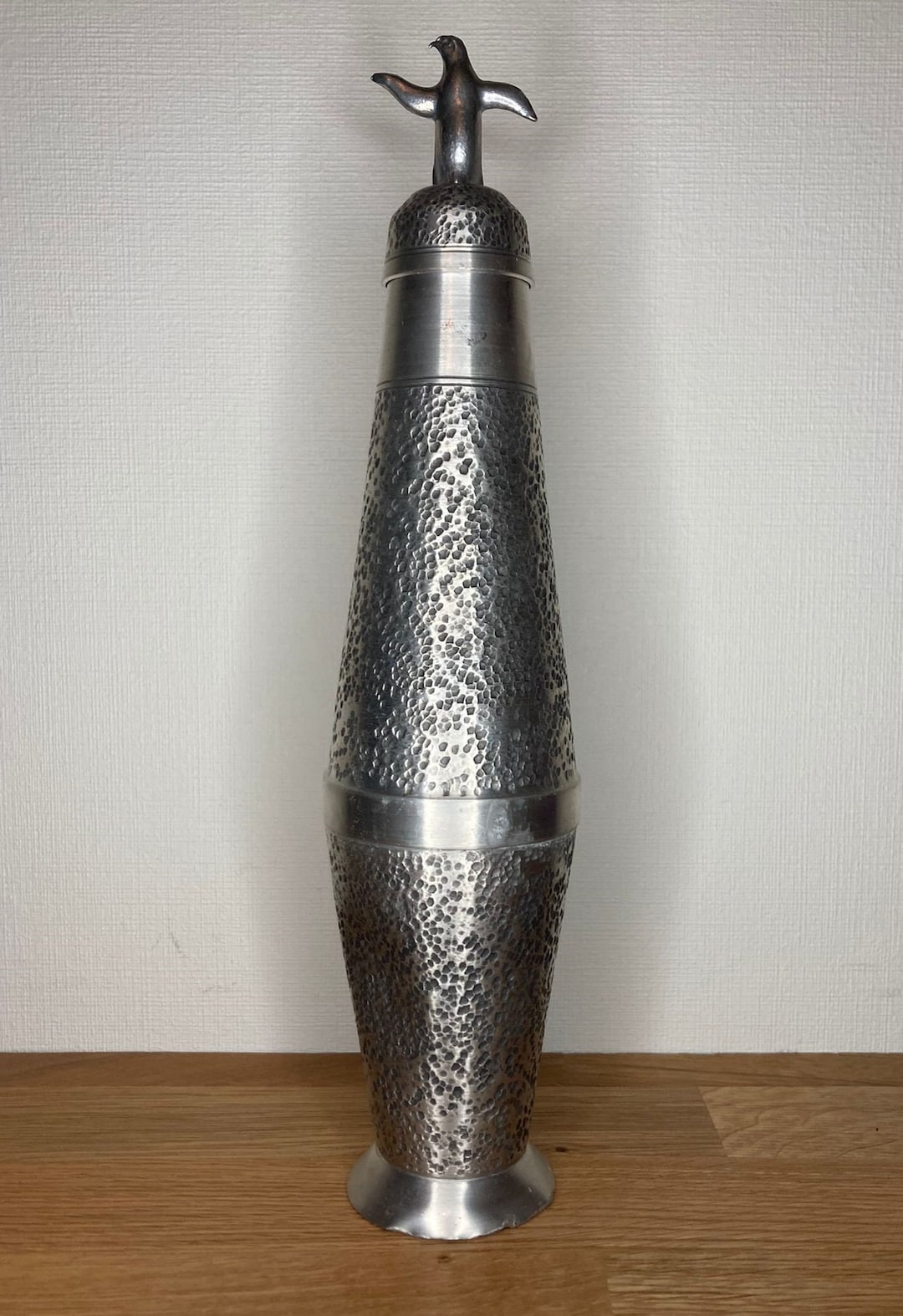 Vintage Hammered Pewter Decanter: Norwegian Troll Tinn Penguin Stopper ...