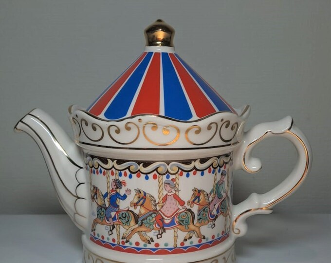 Vintage Sadler Edwardian Entertainments Carousel Teapot, England, 6.5 ...