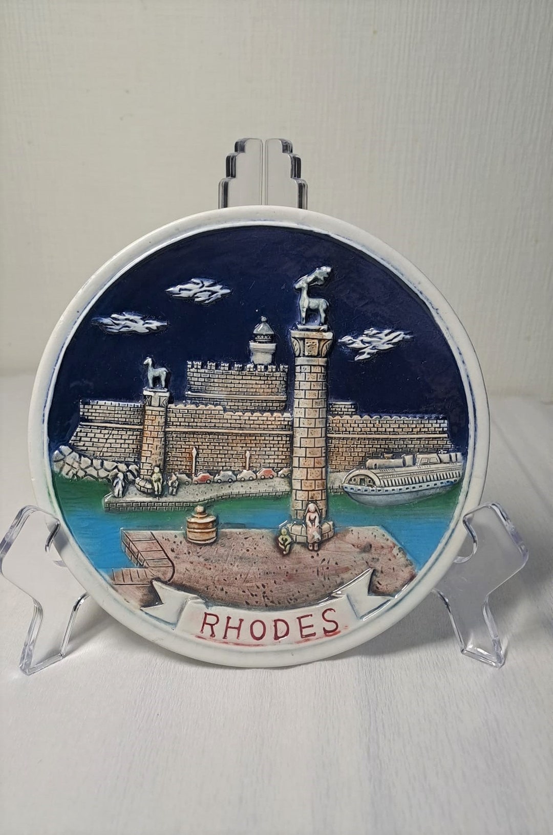 Small Handmade Greek Rodos 3 D Plate Relief Wall Hanging - Etsy
