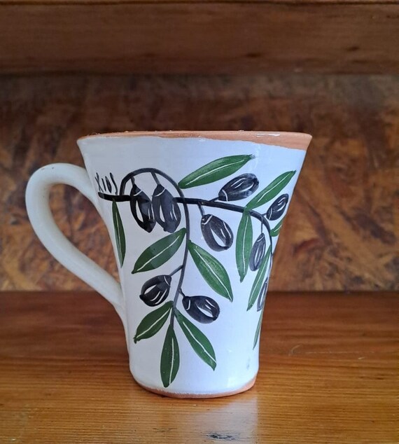 Handmade Greek Terracota Ceramic Pottery Glazed Mug With Olive - Etsy