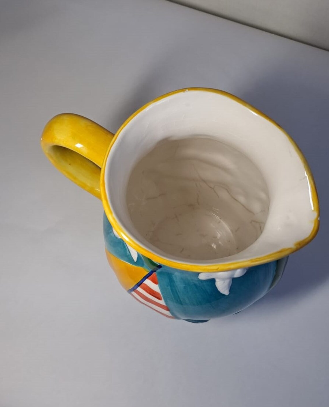 Vintage Hand Painted RAYWARE Ceramic Pitcher Sailing Boats, Mid-century ...
