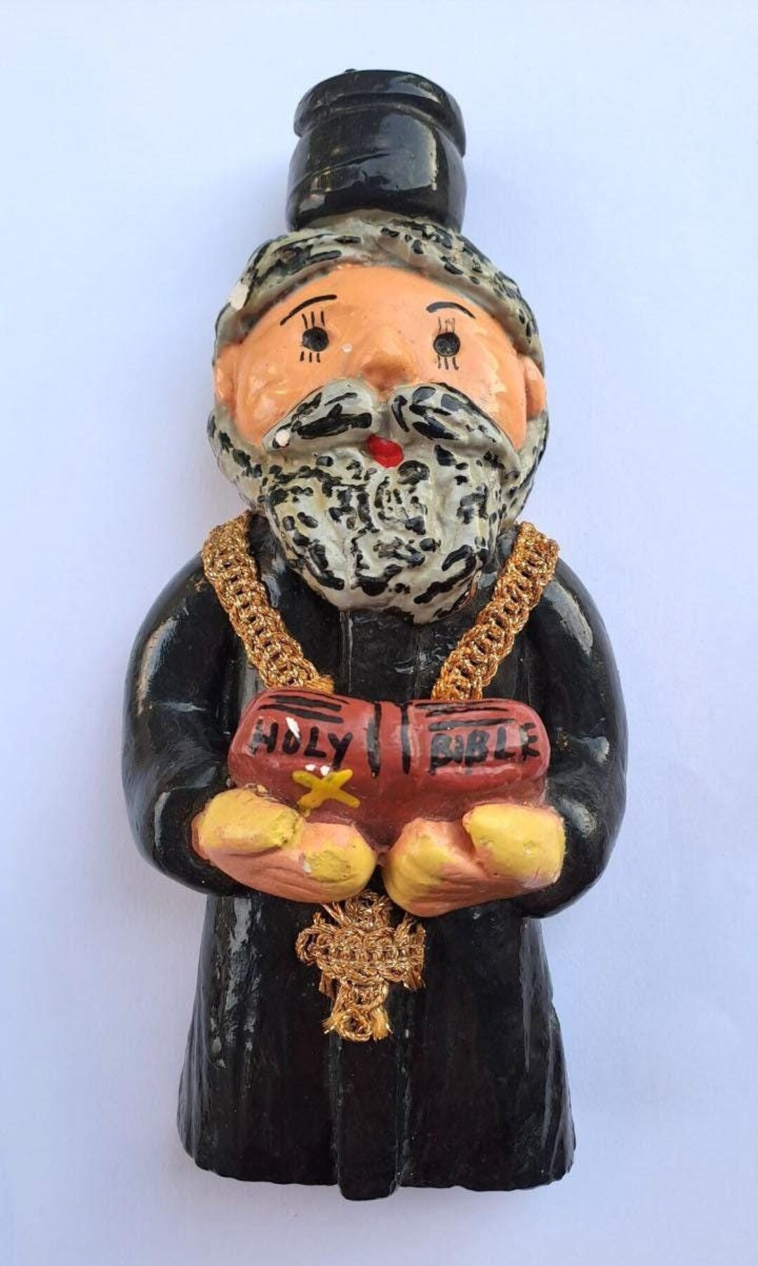 Vintage Cyprus Folk Art Clay Priest Wall Plaque Doll by Charilaou Bros ...