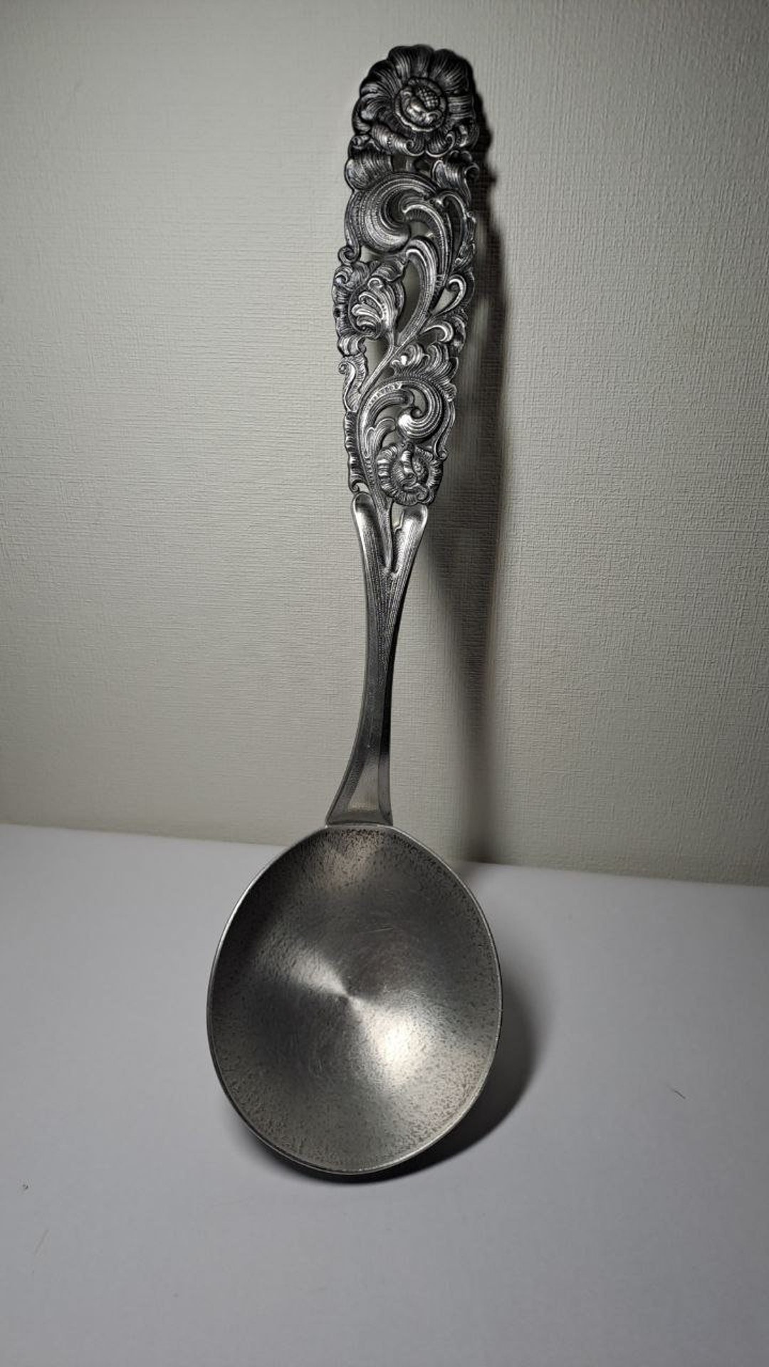 Antique Pewter Rosemaling Ladle, Hand Made by Eik Tinn Norway, 17 1/2 ...