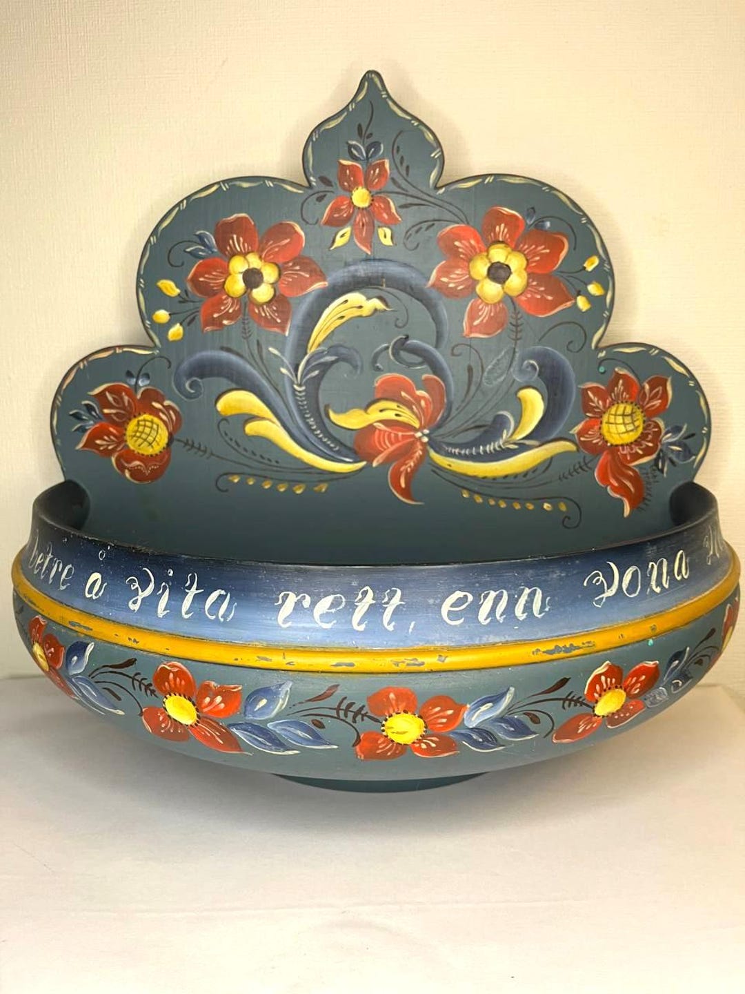 Vintage Norwegian Rosemaling Wall Shelf: Hand-painted Folk Art Decor - Etsy