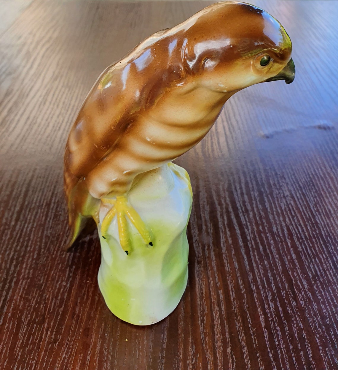 Vintage Porcelain Falcon Figurine Signed made in - Etsy