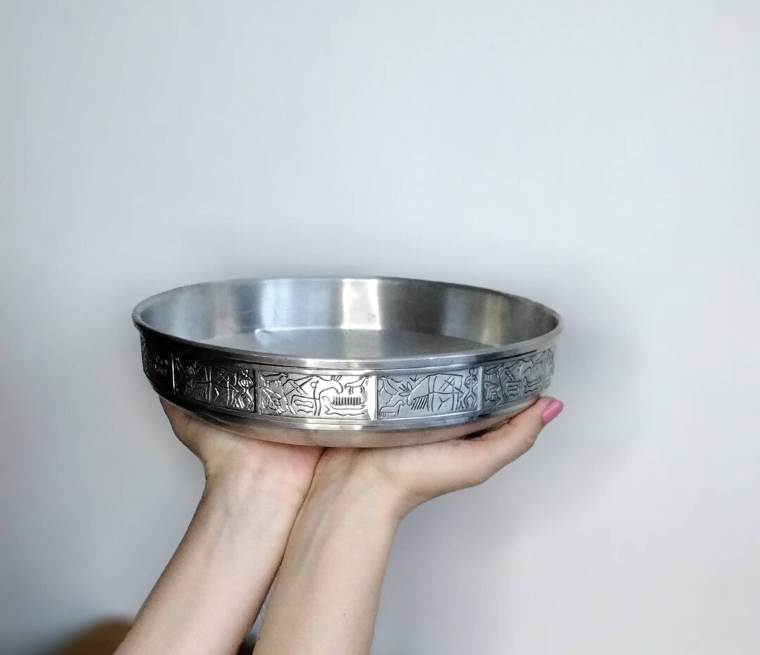 Large Mid-century Norwegian Pewter Tin Bowl, Marked by Hagness Pewter ...