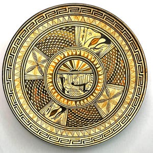 Handmade Terracotta Plate – Geometric Ancient Greek Design Replica, 24 ...