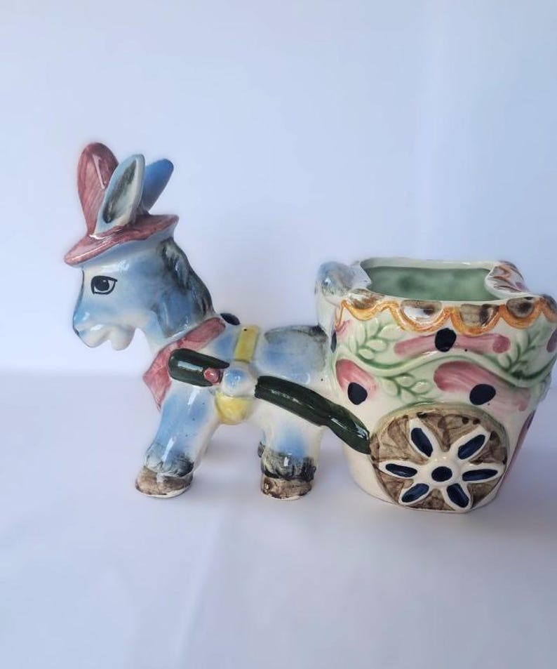 Vintage Hand-painted Ceramic Planter Donkey With Cart, Made in Japan - Etsy