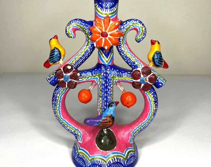 Vintage Mexican Tree of Life Candelabra With Birds | Mexican Folk Art ...