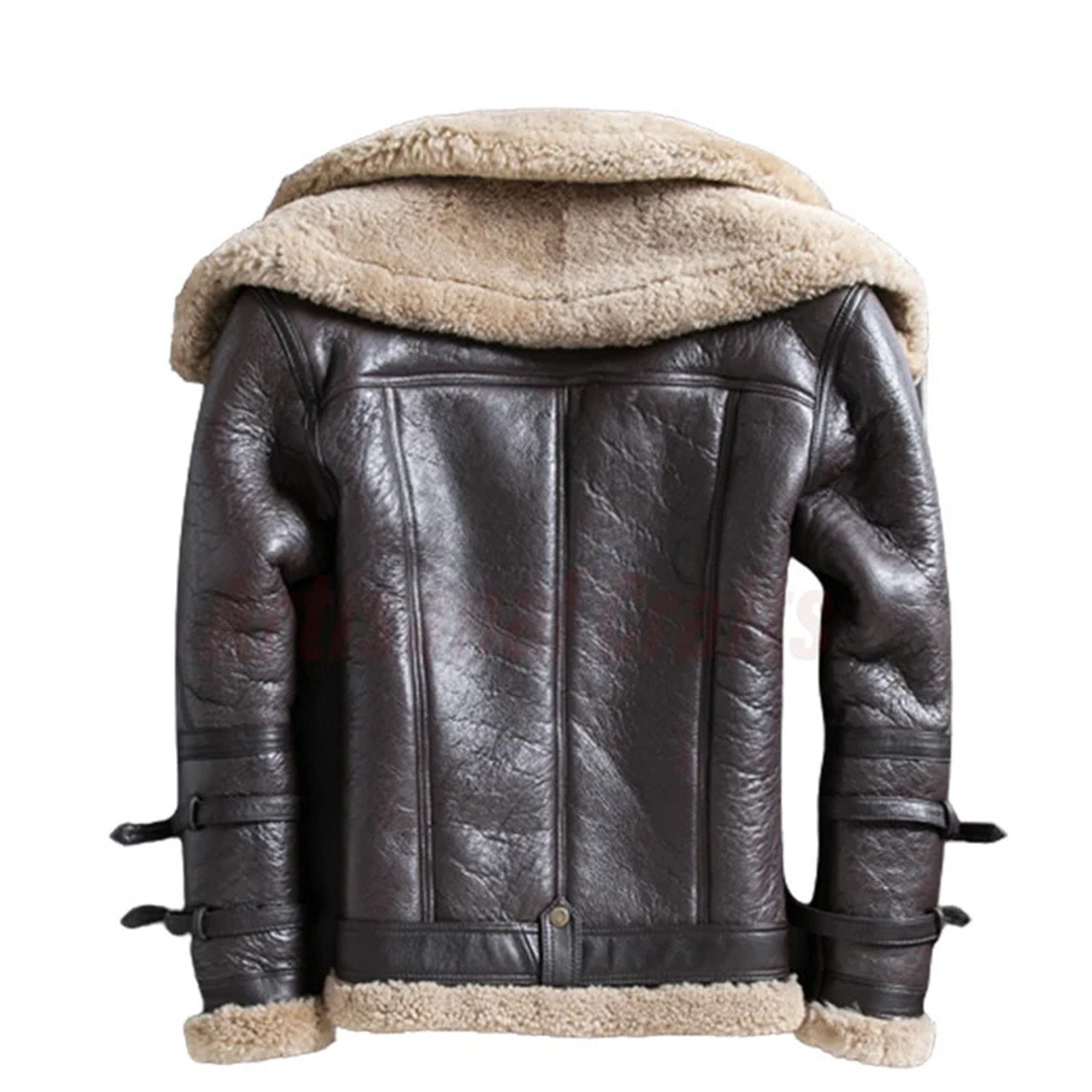 Handmade New Men's Aviator RAF Bomber Flying Leather Jacket Double Collar Shearling Coat, Brown ...