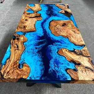 Custom Order Olive Wood Sea Ocean İce Design Blue Epoxy Coffee - Etsy