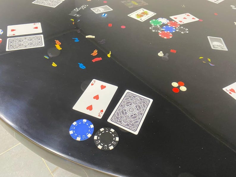 Custom Order Diameter Resin Black Round Epoxy Table-dining Table-poker ...