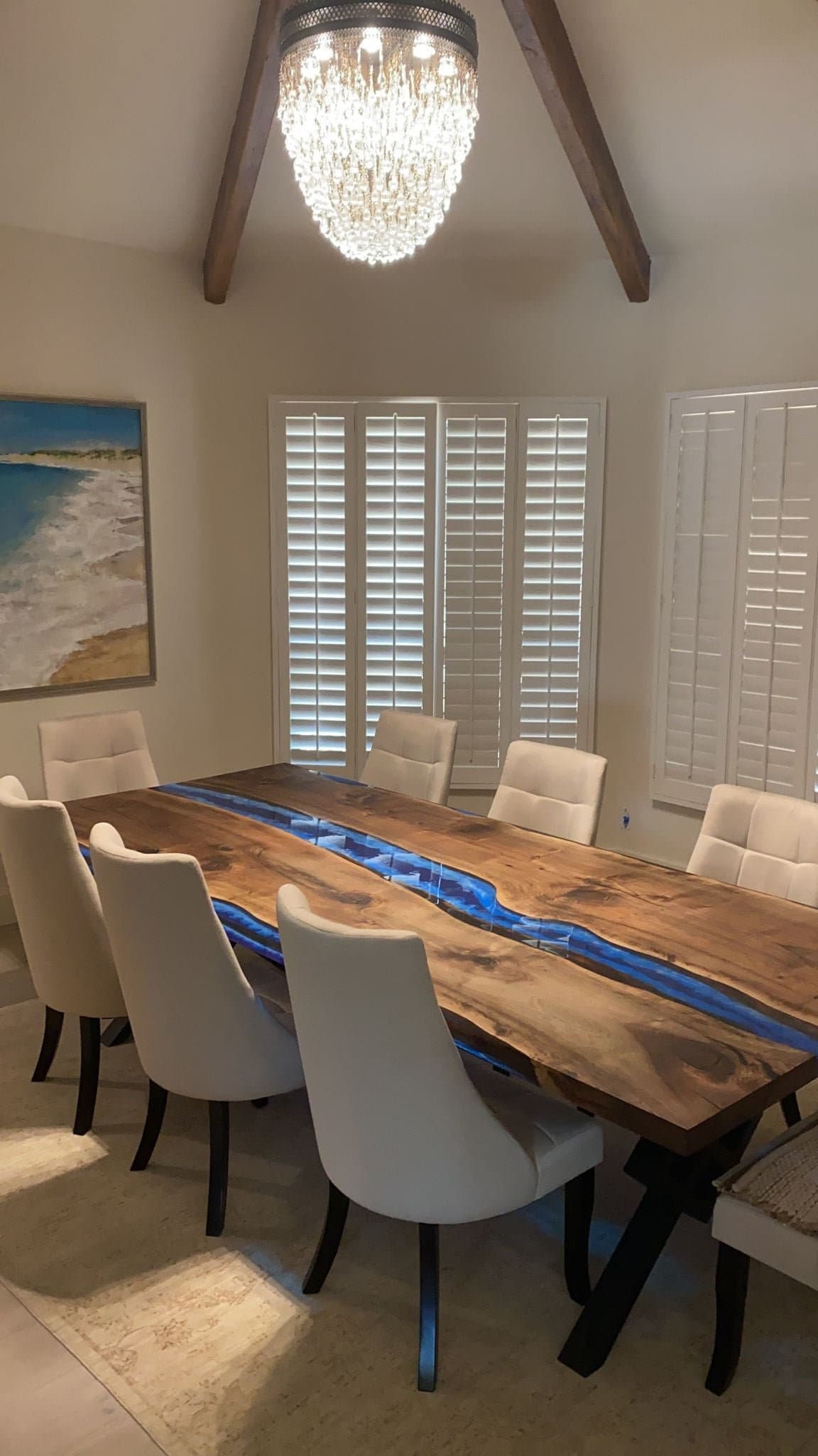 Made to Order Dark Walnut Blue River Epoxy Table Dining Table | Etsy