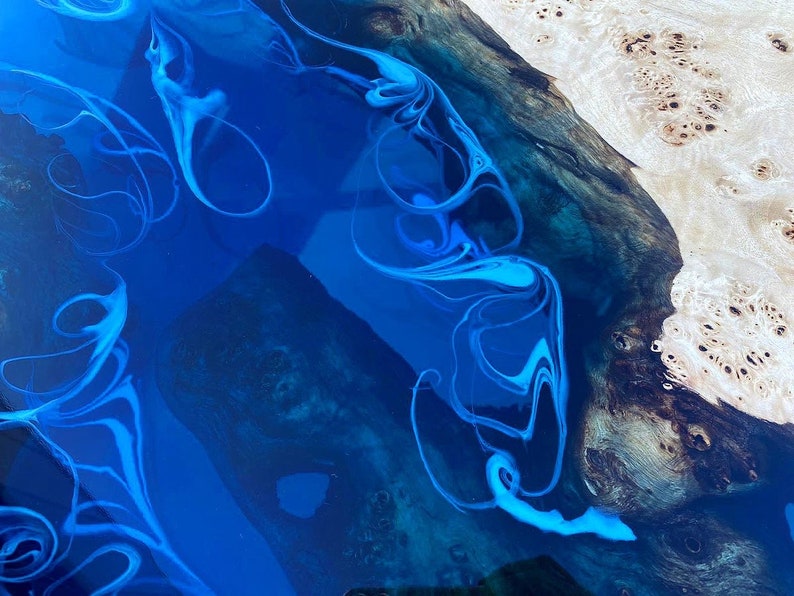 Custom Order 3D Transparent Blue Epoxy Table - River Table- Dining ...