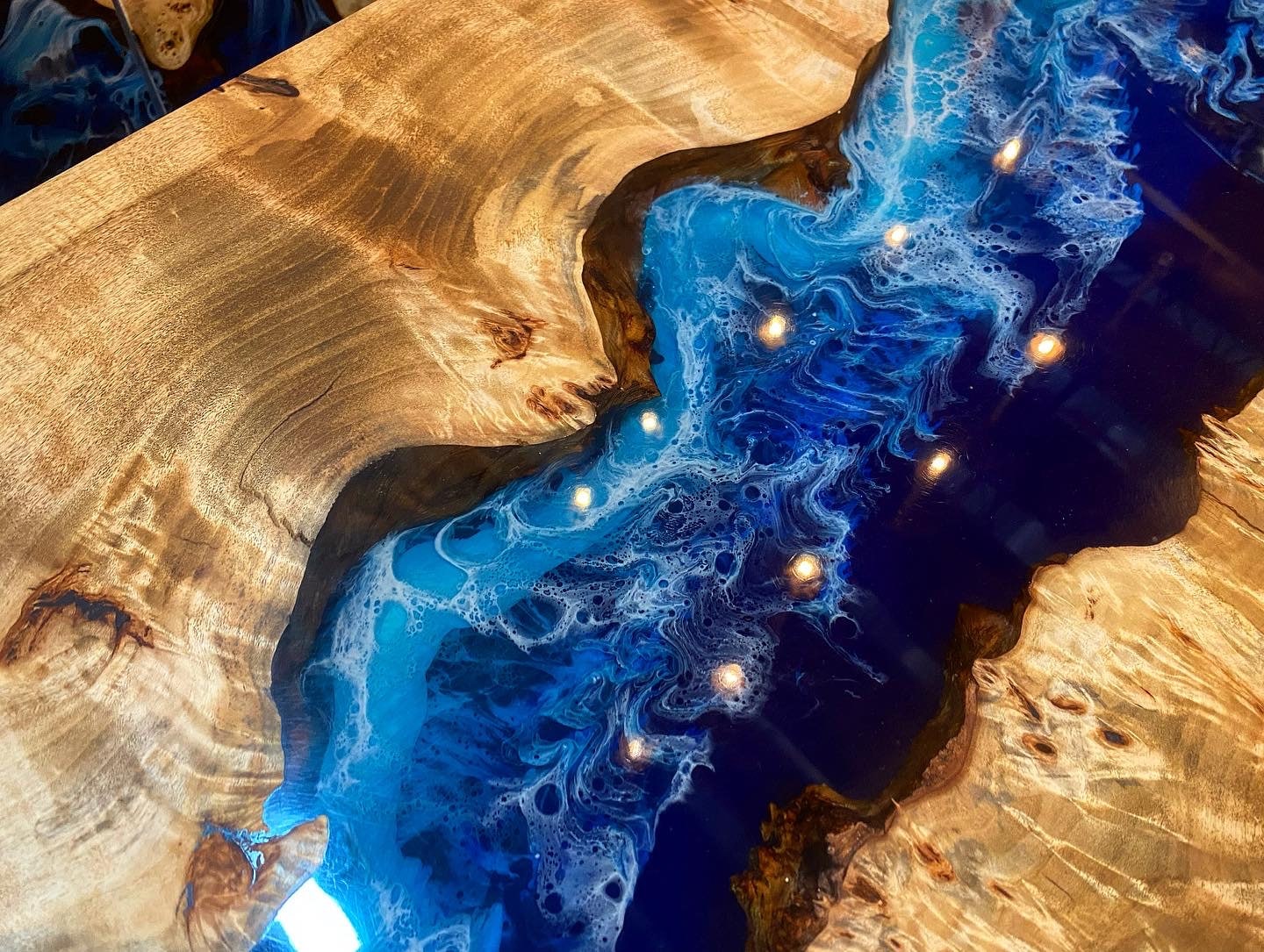Custom Order Waterfall Blue River Epoxy Table- Dining Table - Kitchen ...