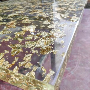 Custom Order Gold Leaf Ultra Clear Transparent Epoxy Table- Dining ...