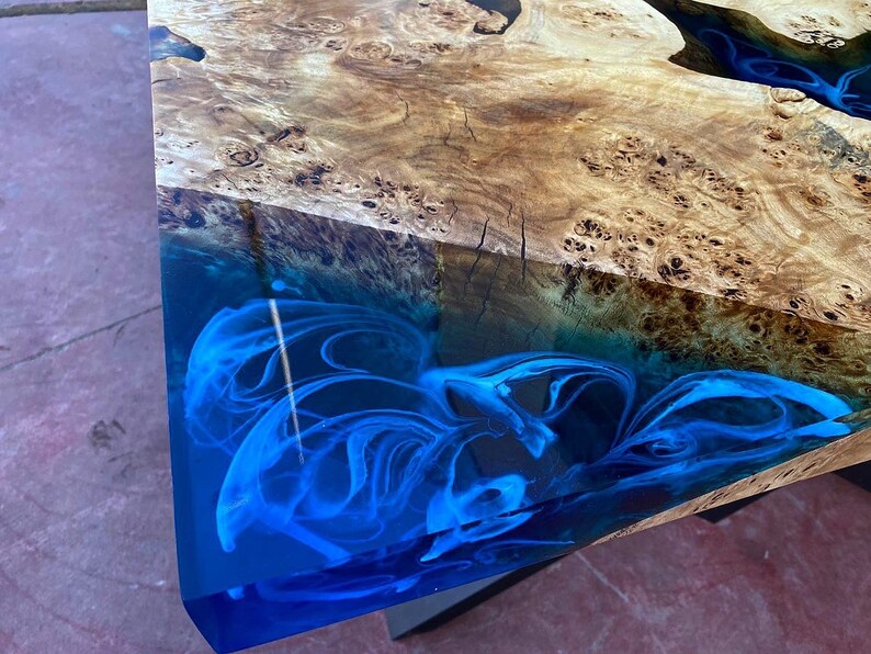 Custom Order 3D Transparent Blue Epoxy Table - River Table- Dining ...