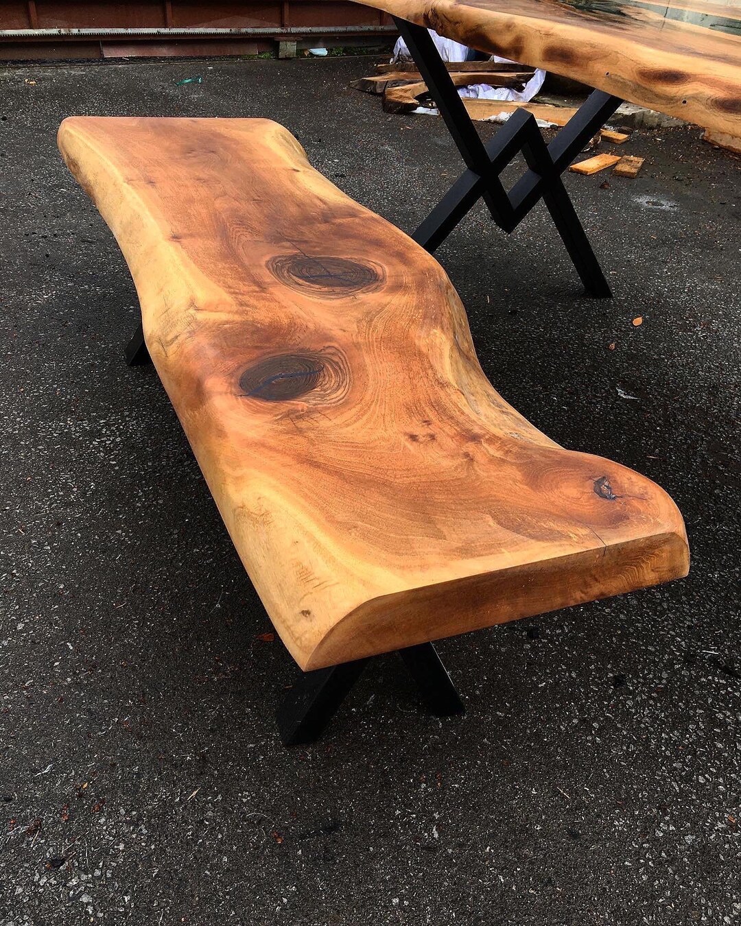 Custom Order Walnut Wooden Walnut Brown Bench -live Edge- Natural ...