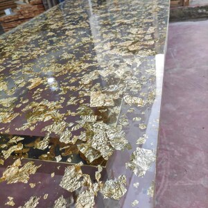 Custom Order Gold Leaf Ultra Clear Transparent Epoxy Table- Dining ...