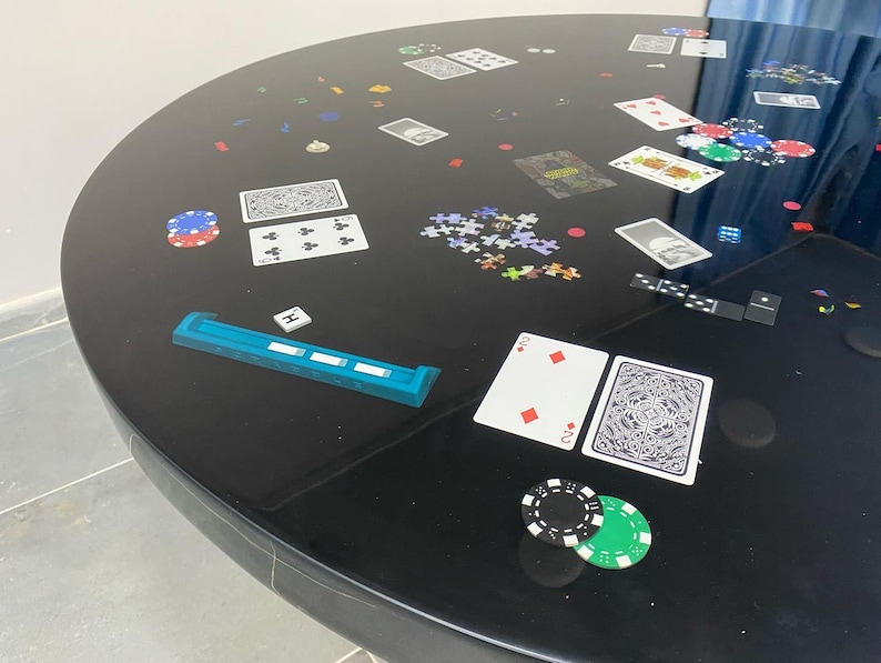 Custom Order Diameter Resin Black Round Epoxy Table-dining Table-poker ...