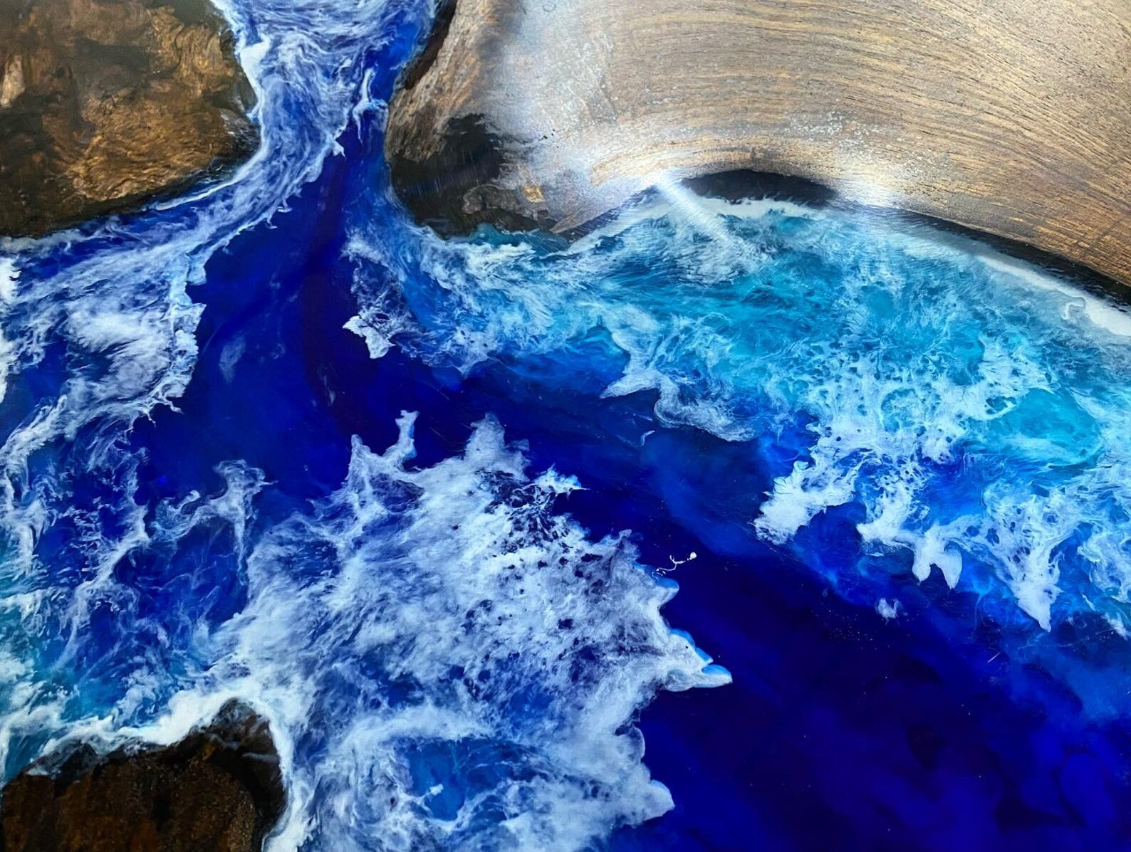 Custom Order Dark Walnut Blue Turquoise River Epoxy Table- Dining Table ...