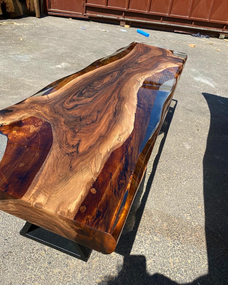 Custom Order Walnut Clear Brown Epoxy Bench-live Edge Wooden - Etsy