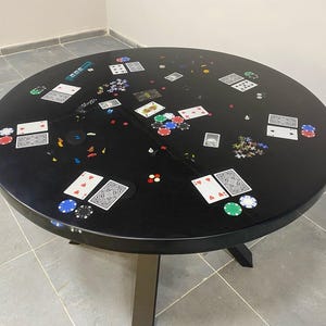 Custom Order Diameter Resin Black Round Epoxy Table-dining Table-poker ...