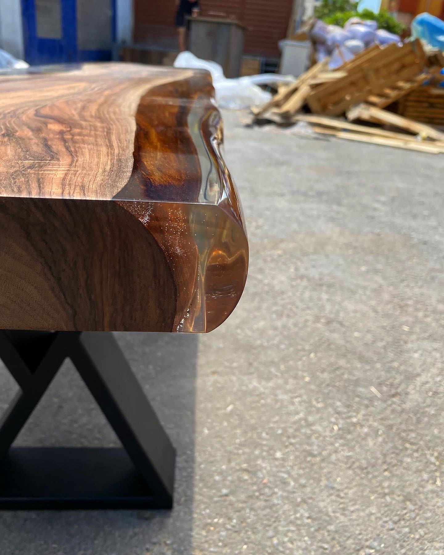 Custom Order Walnut Clear Brown Epoxy Bench-live Edge - Wooden Bench ...