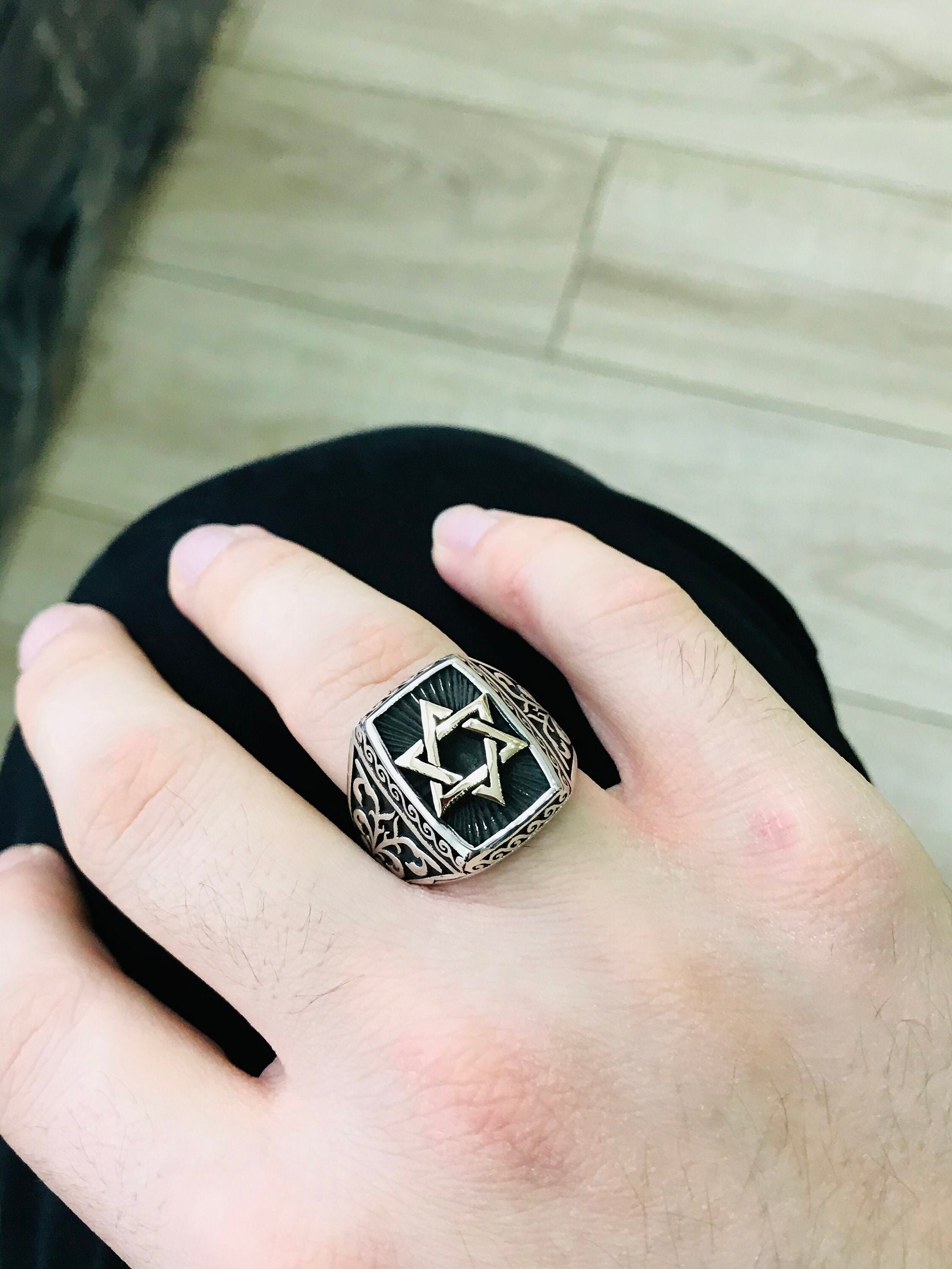 Star of David Silver Men Ring Secret Seal Ring Occult Ring | Etsy