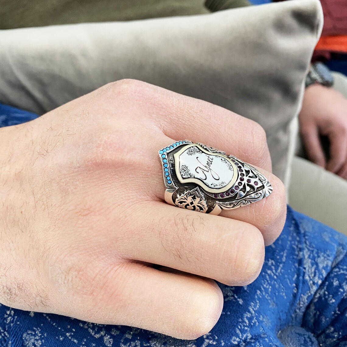 Signet Men Ringcustom Name Ring Men Silver Ring Thumb Ring - Etsy