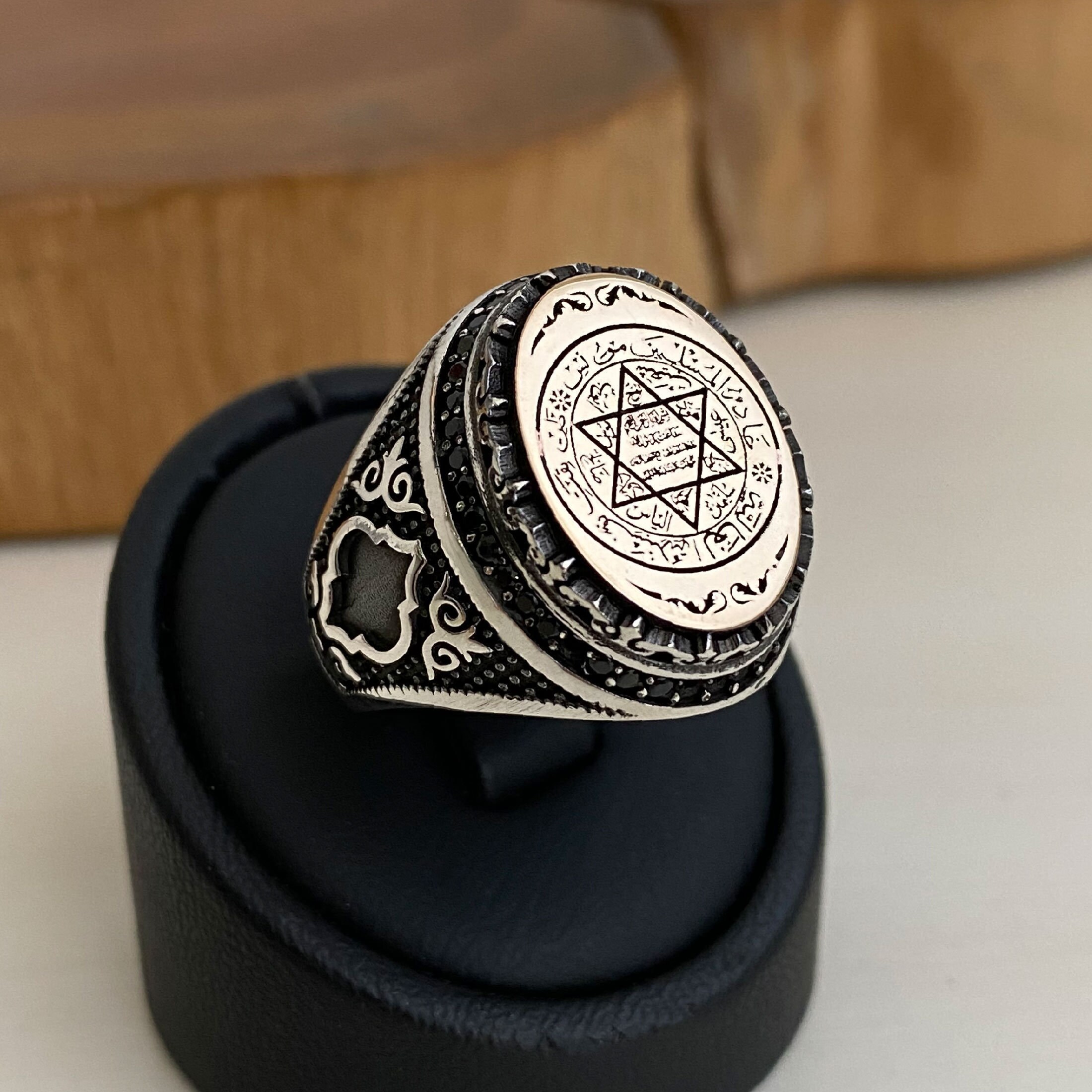 Solomon seal ring king solomon silver ring kabbalah ring | Etsy