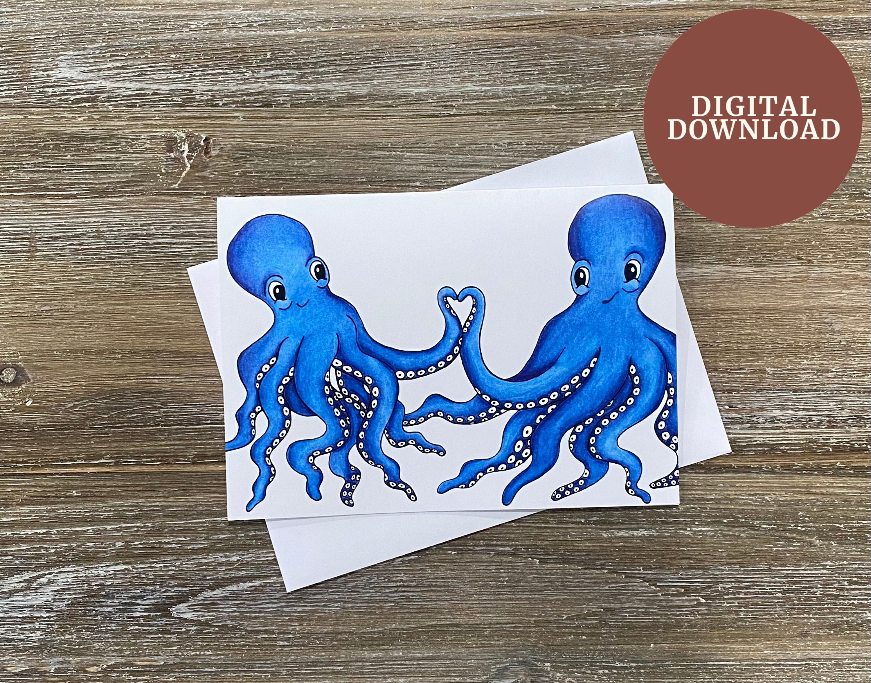 Octopus E-card Octopus Love Printable Octopus Card Octopus Valentines ...