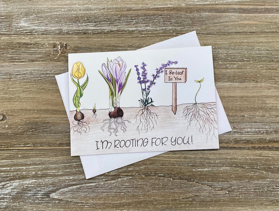 I'm Rooting for You | Funny Get Well Card | | Plant Greeting Card ...