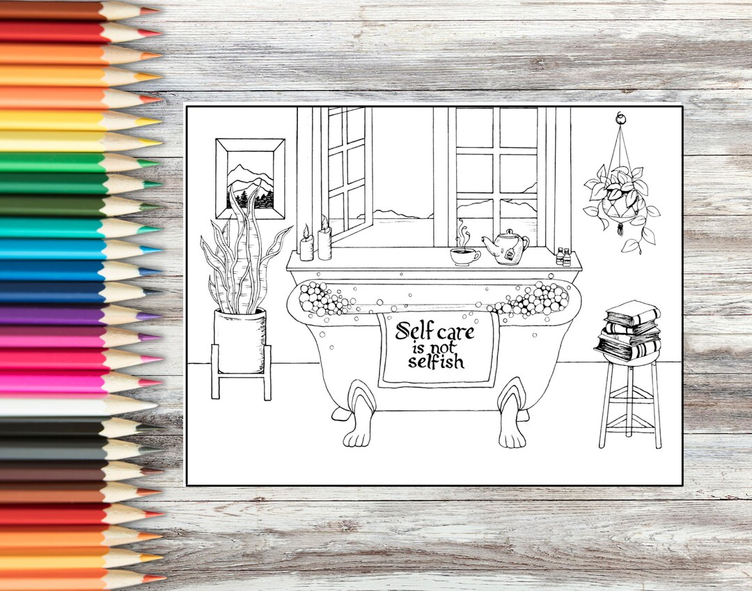 Self-care Coloring Sheet | Relaxation Printable (digital Download) - Etsy