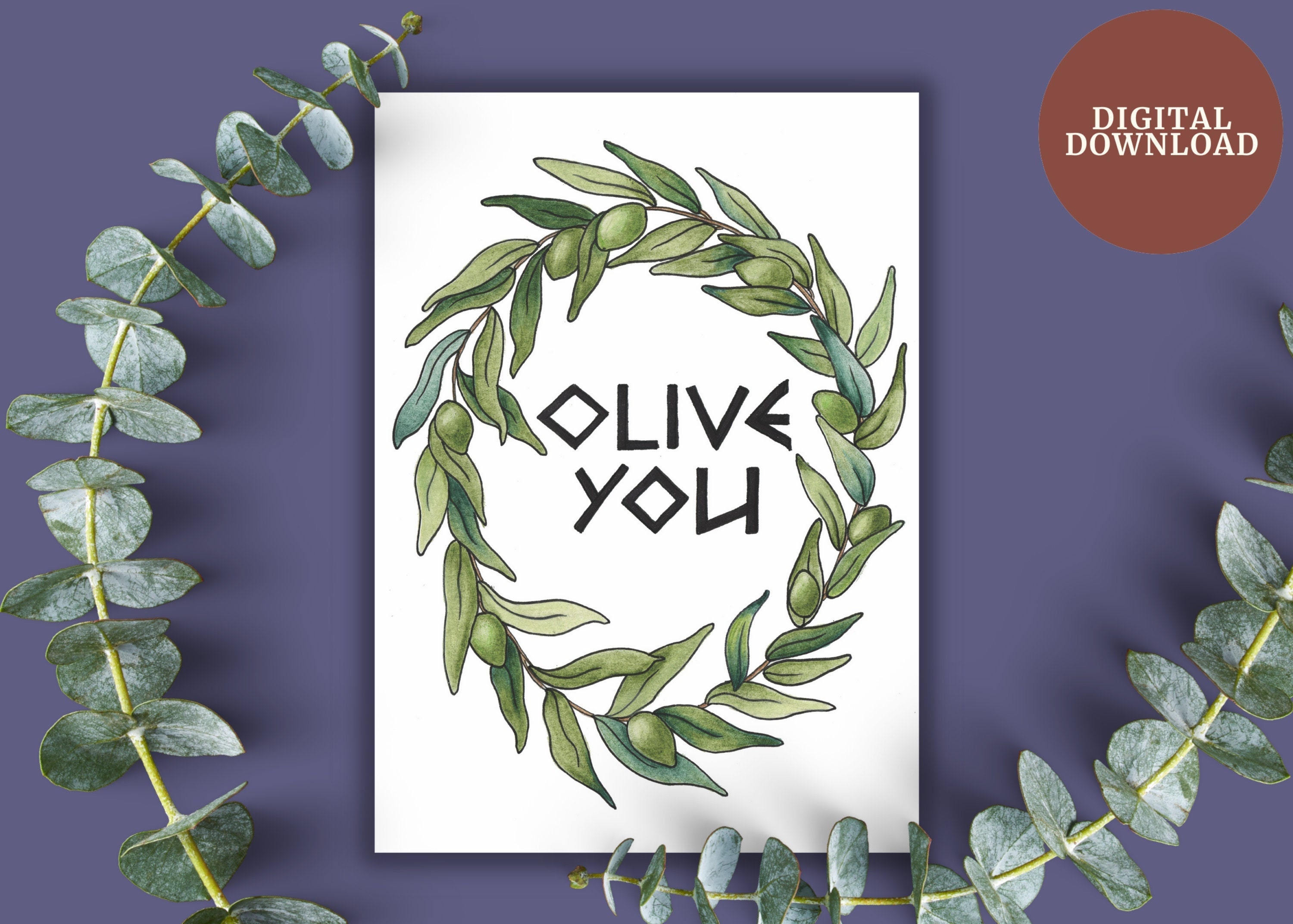 E-card Olive You | Printable Download | Downloadable E-card | Olive ...