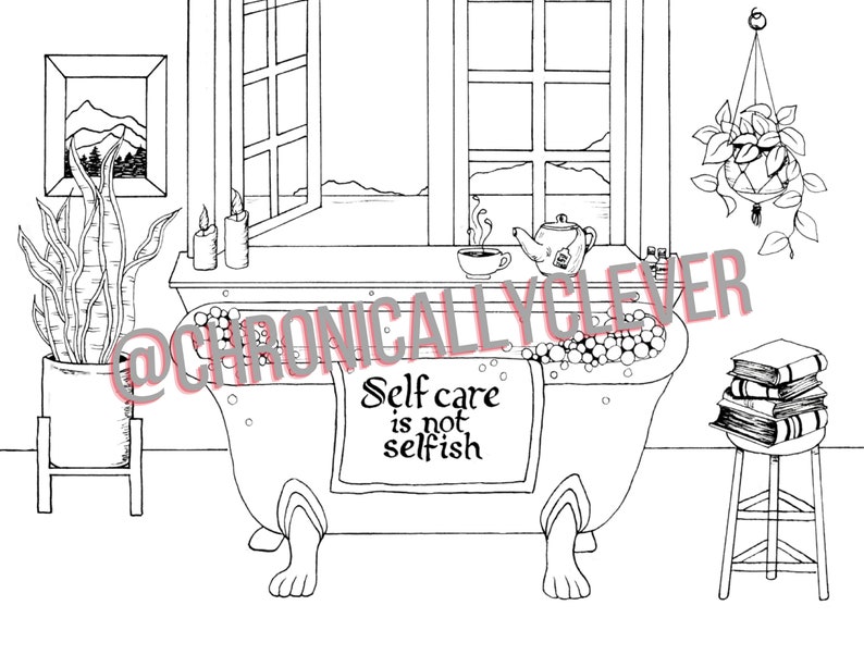Self-care Coloring Sheet | Relaxation Printable (digital Download) - Etsy