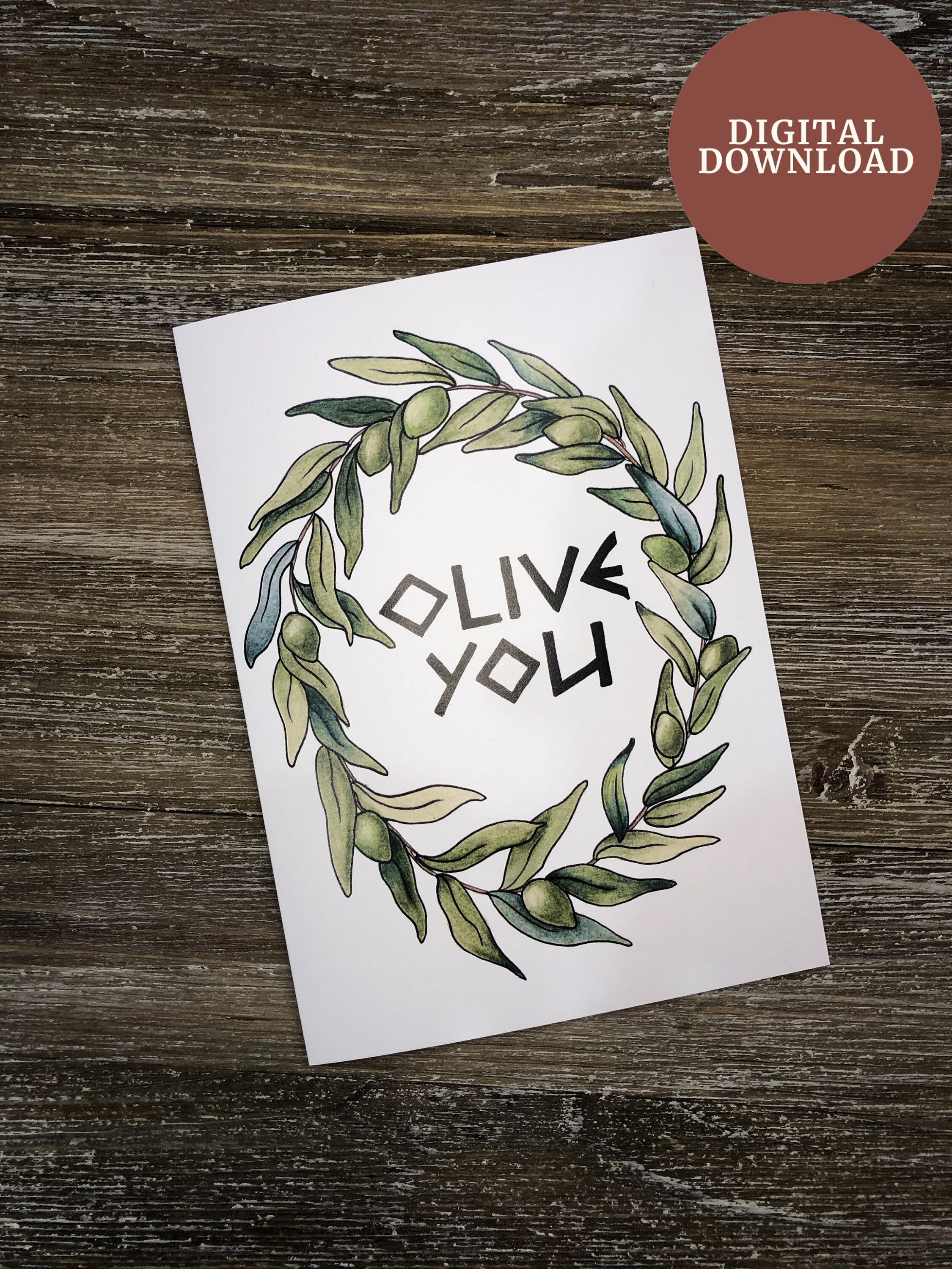 E-card Olive You Printable Download Downloadable E-card Olive Leaves ...