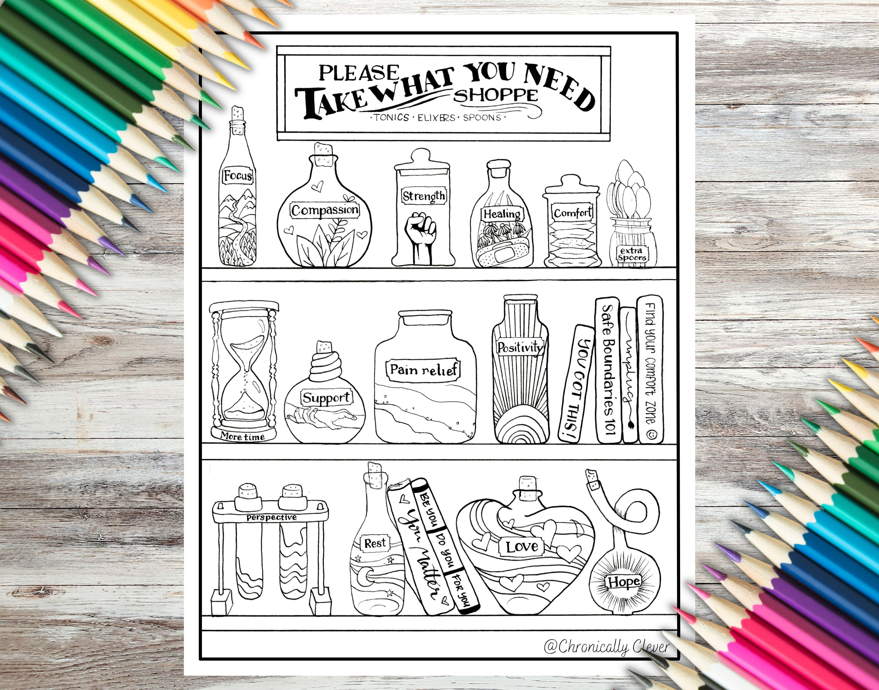 Colour Therapy Printable Colouring Page | Spoonie Shoppe (PDF) - Etsy