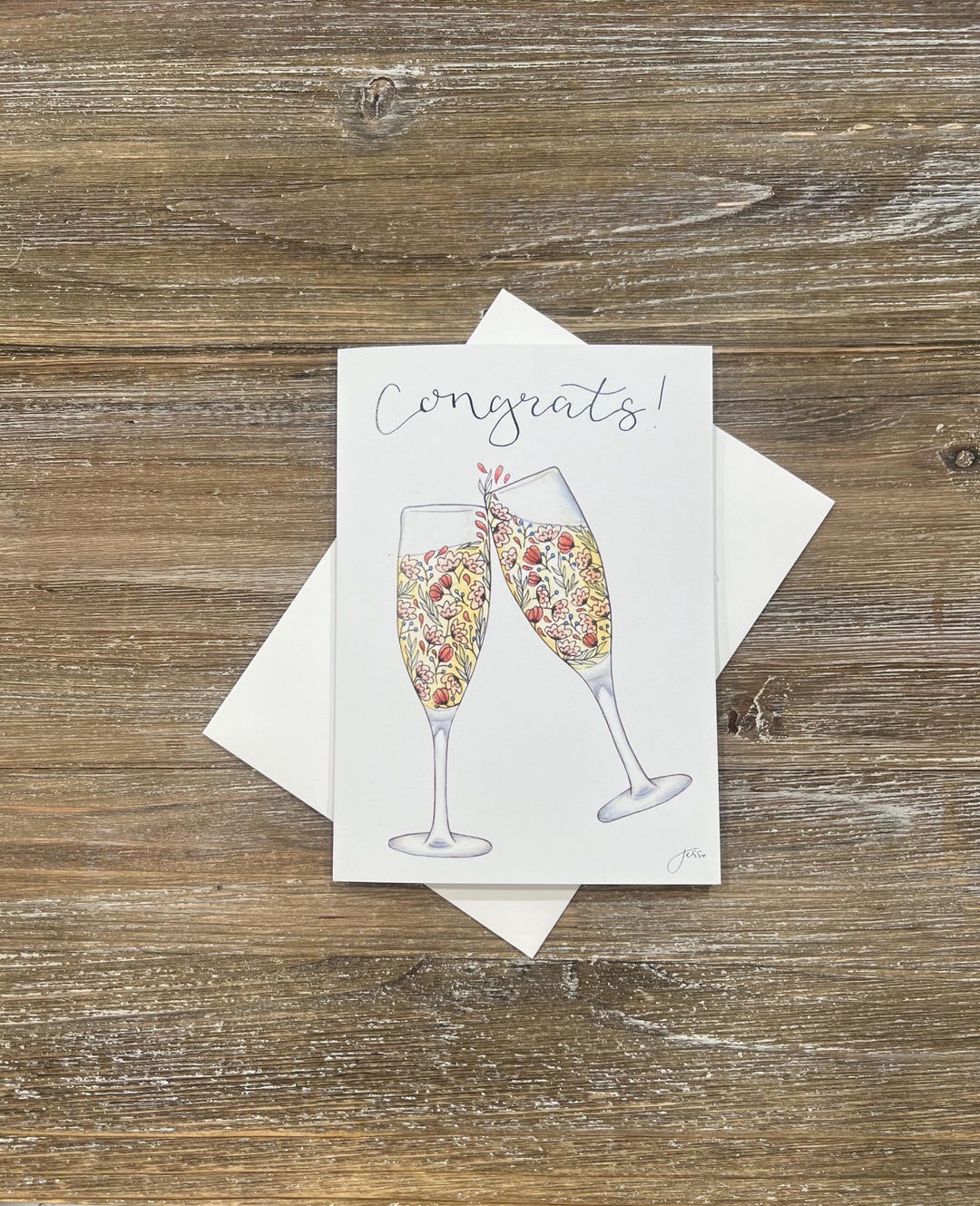Congrats! | Champagne Glasses | Floral Art Congrats | Congratulations ...