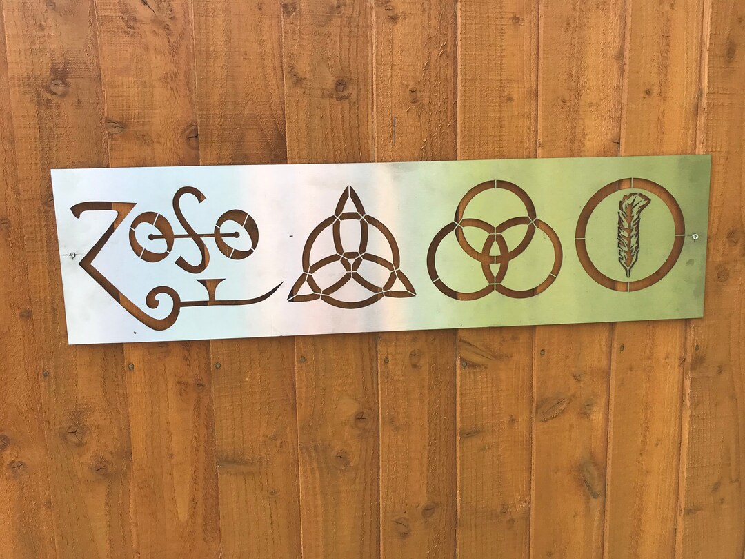 Led Zeppelin Four Symbols Sign Laser Cut Stainless Steel Plate - Etsy